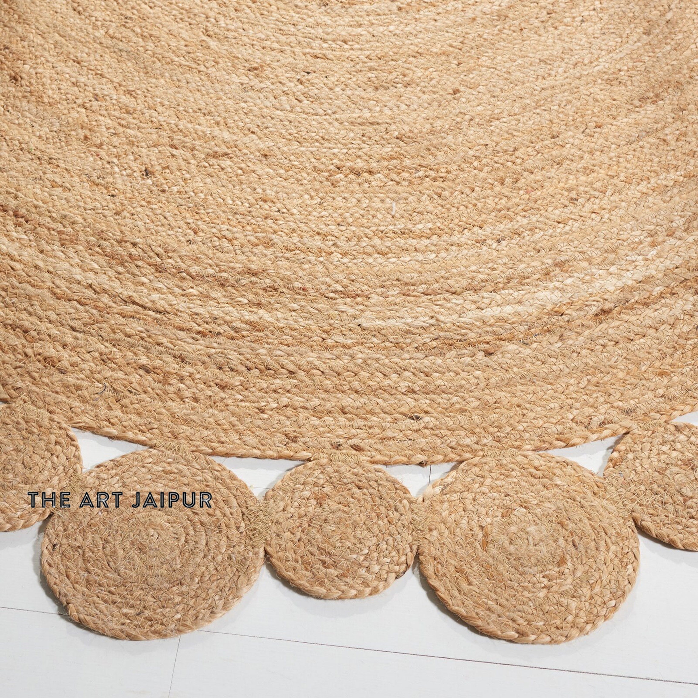 Handwoven Round Jute Rug Natural Jute Designer Rug Round Boho Rug Large ...