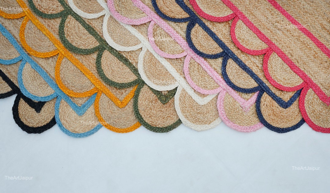 Jute Scalloped Rug, Natural Area Rug, Scallop Jute Rug, Bohemian Rug ...
