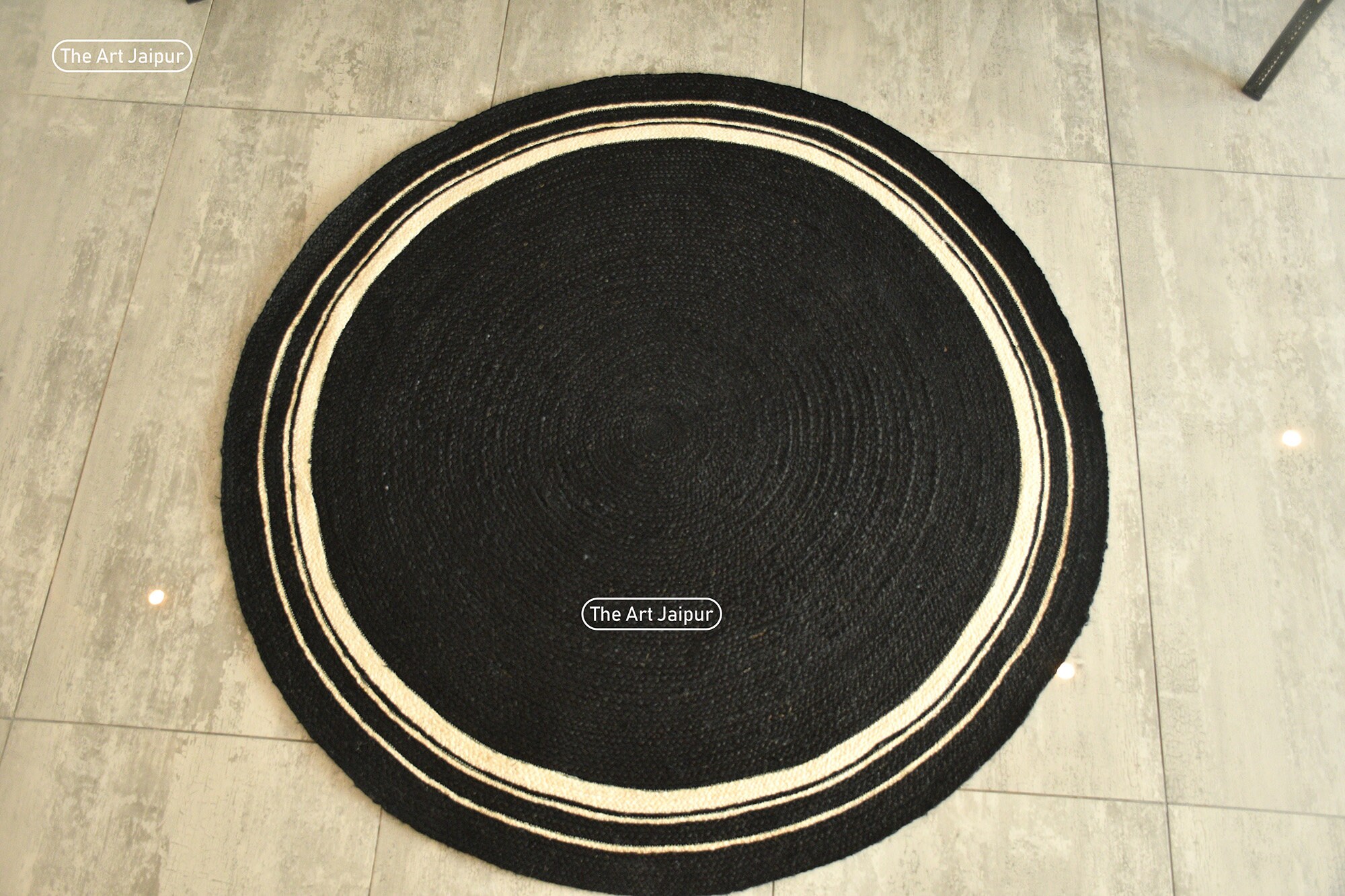 Jute Black Round Rugs, Floor Jute Rugs for Home Décor, Circle Rug for ...
