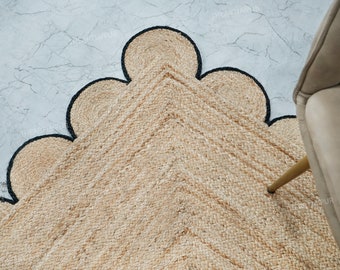 Jute Scalloped Rug, Natural Area Rug, Scallop Jute Rug, Bohemian Rug ...