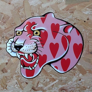 Pink Leopard Head Wall Art: Tattoo Style Aluminum Print - Etsy UK