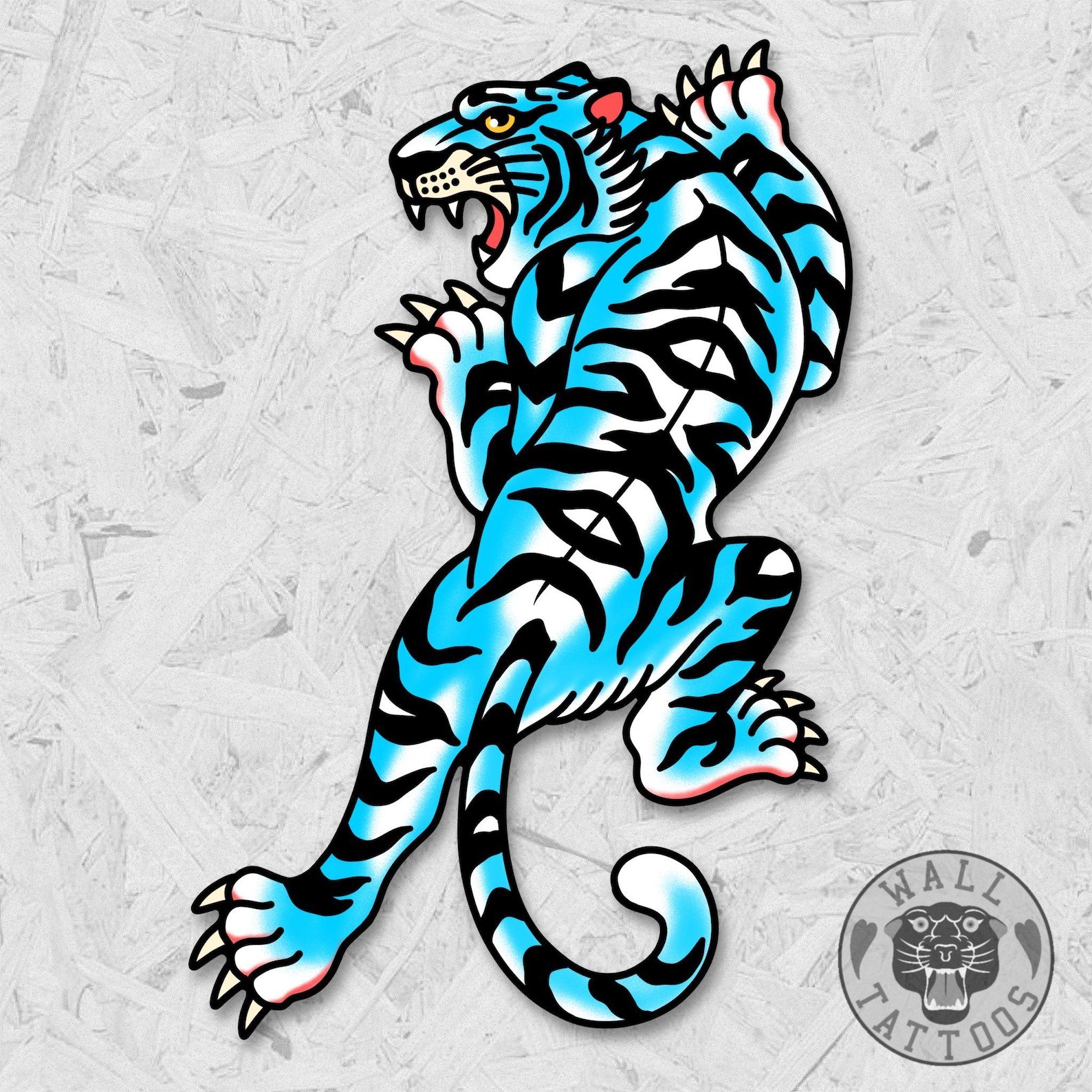 Blue Crawling Tiger Wall Art - Etsy
