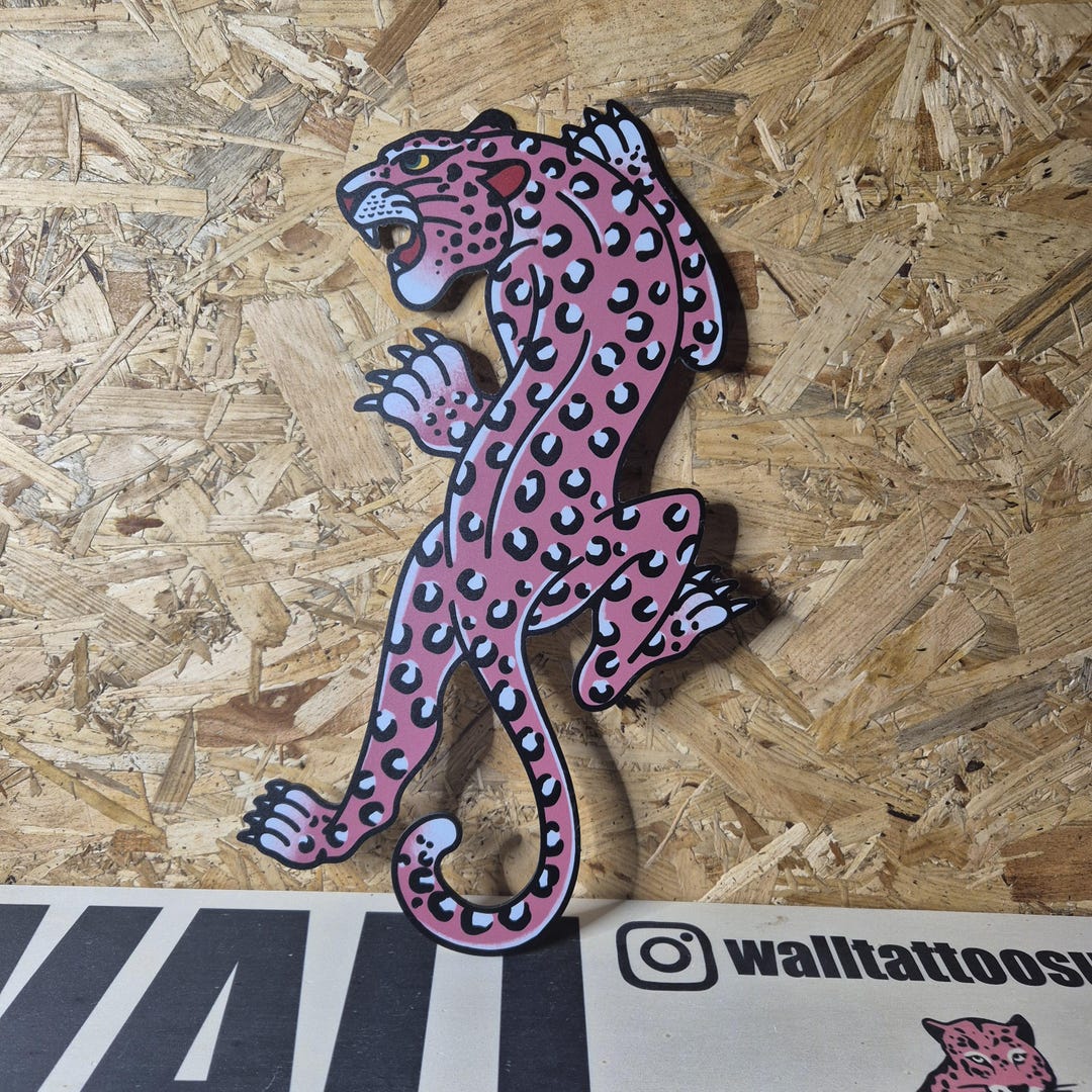 Pink Leopard Art | Pink Leopard Wall Art |crawling Pink Leopard by Wall ...