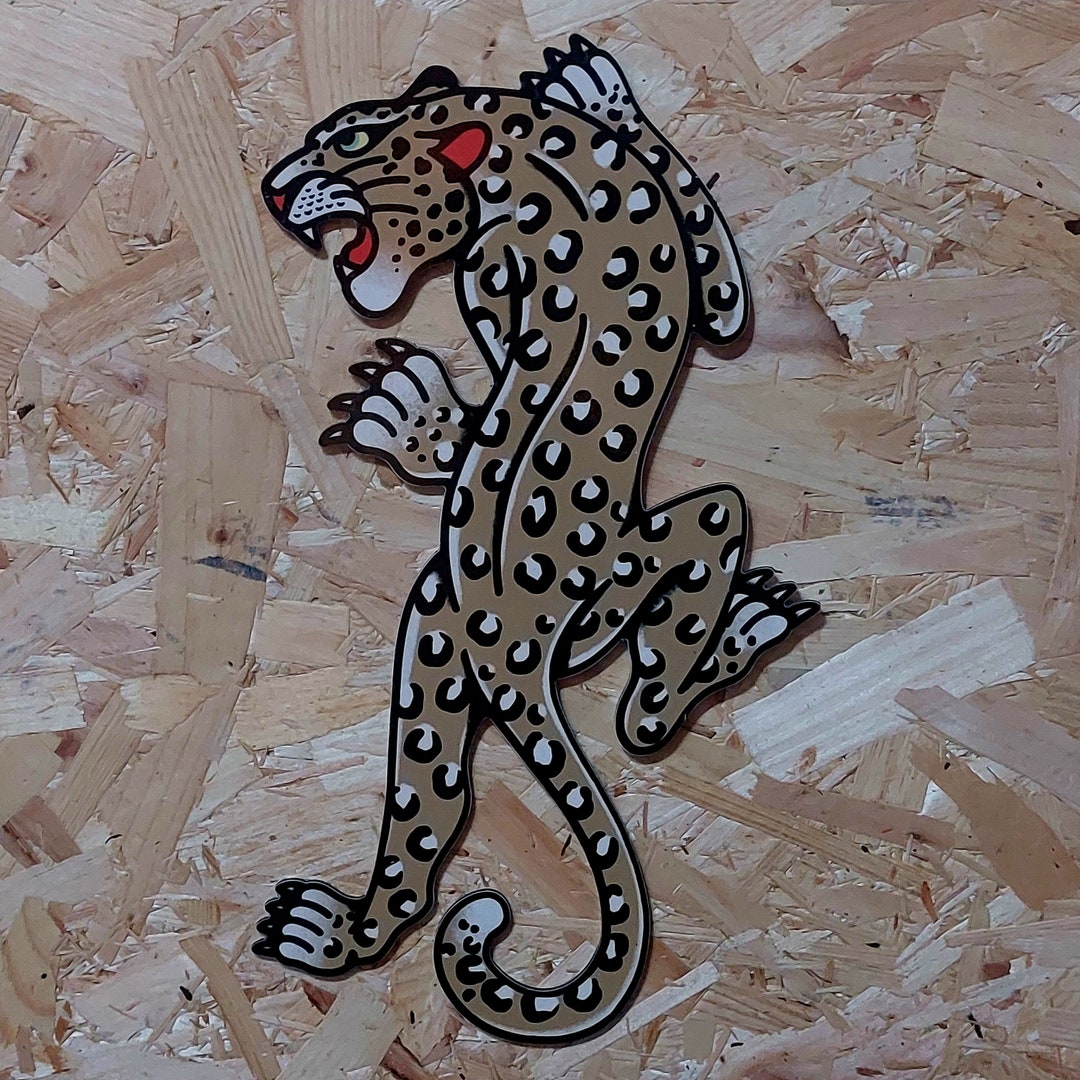 Crawling Leopard Wall Art Inspired by Traditional Tattoo Styles for ...