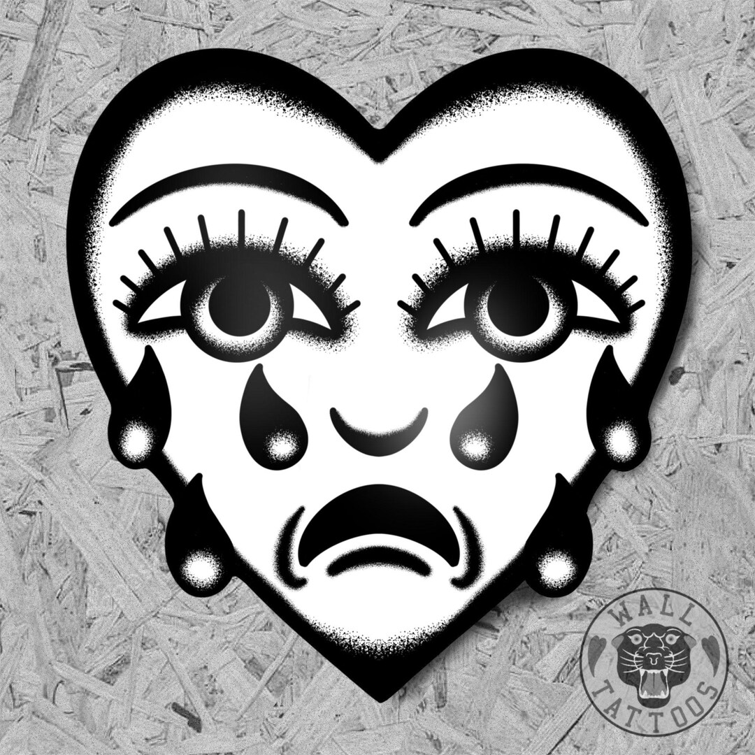 Crying Heart Wall Art | Traditional Tattoo Inspired Decor by Wall ...