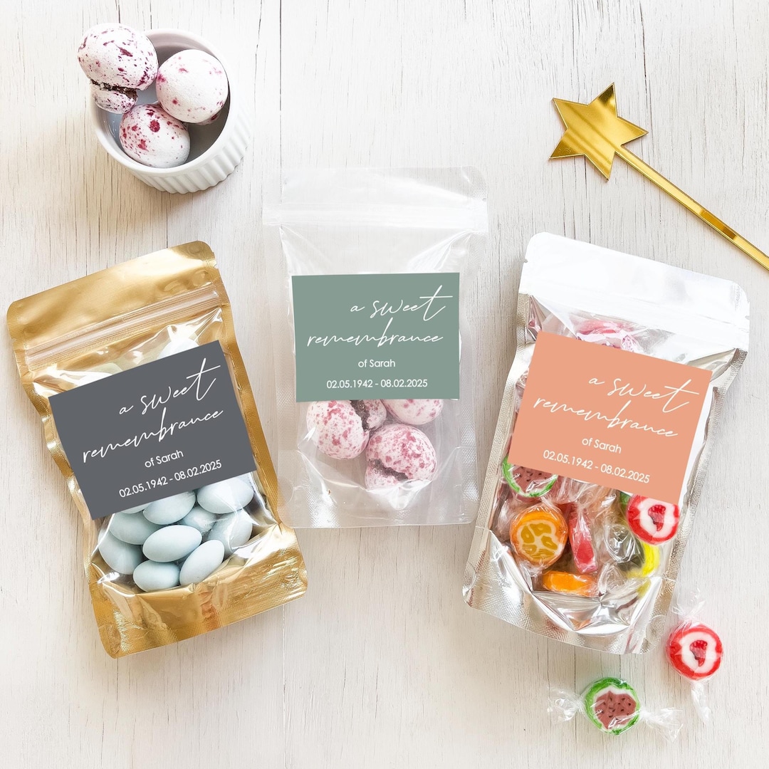 Personalized Memorial Treat Bags, Funeral Remembrance Favors - Etsy