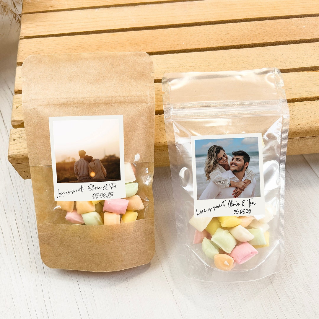 Personalized Candy Bags - Love is Sweet - STICKERS and BAGS ONLY ...