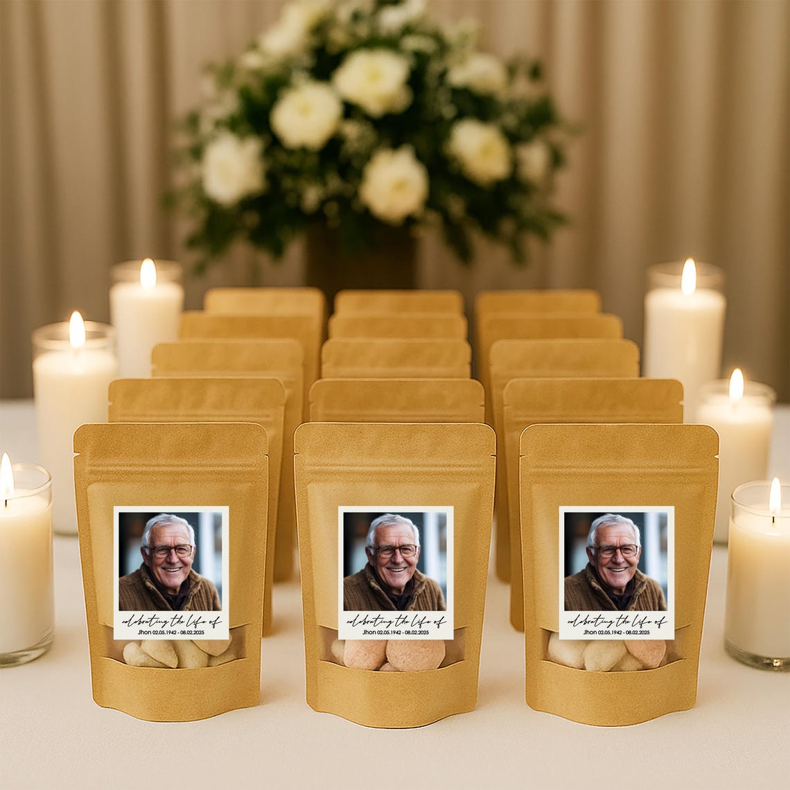 Personalized Memorial Favor Bags, Celebration of Life, Funeral ...