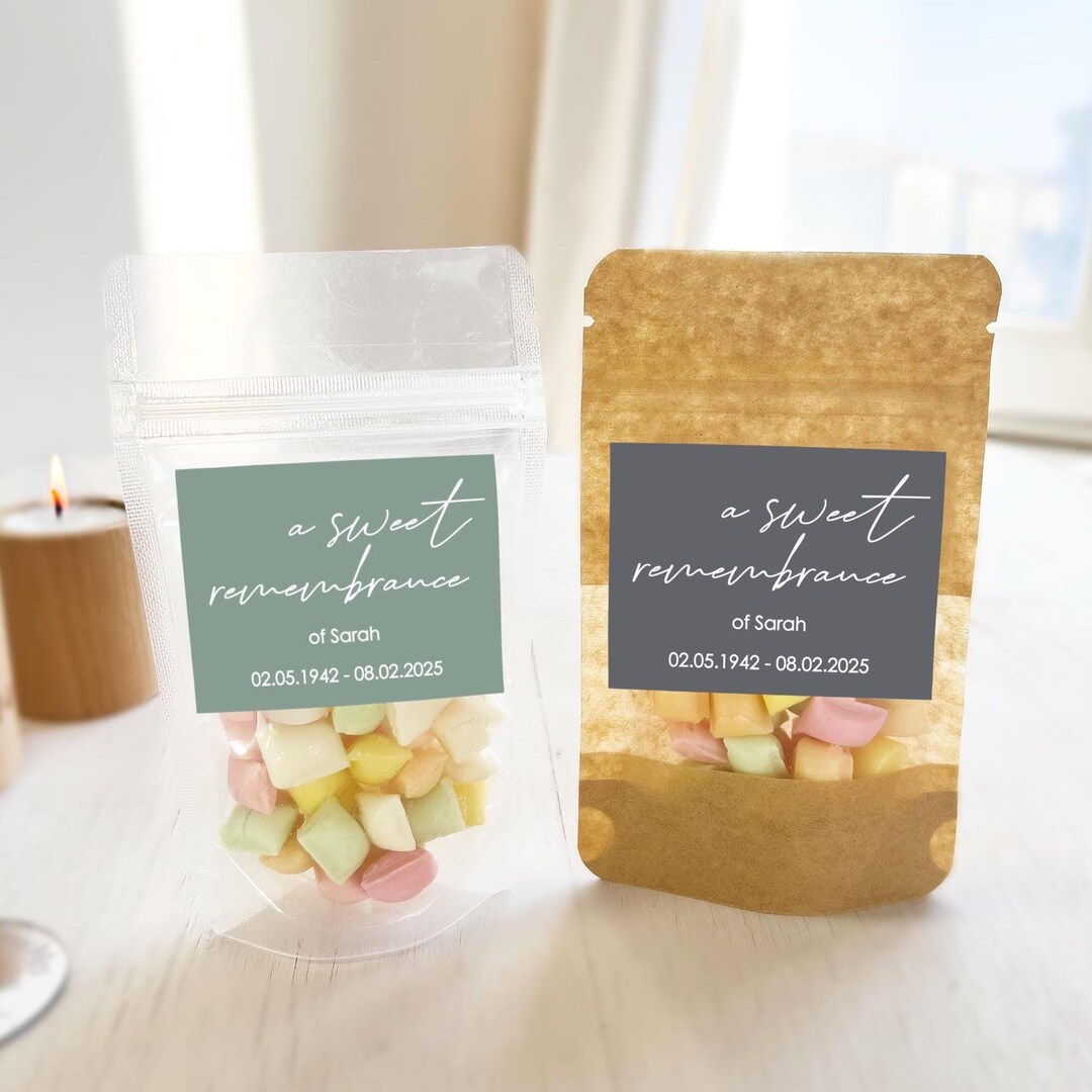 Personalized Memorial Favor Bags, Celebration of Life, Remembrance ...