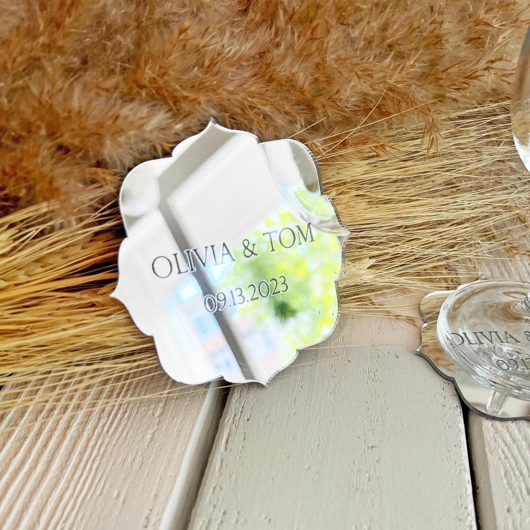 Personalized Acrylic Mirror Coasters, Wedding Coasters, Engraved ...