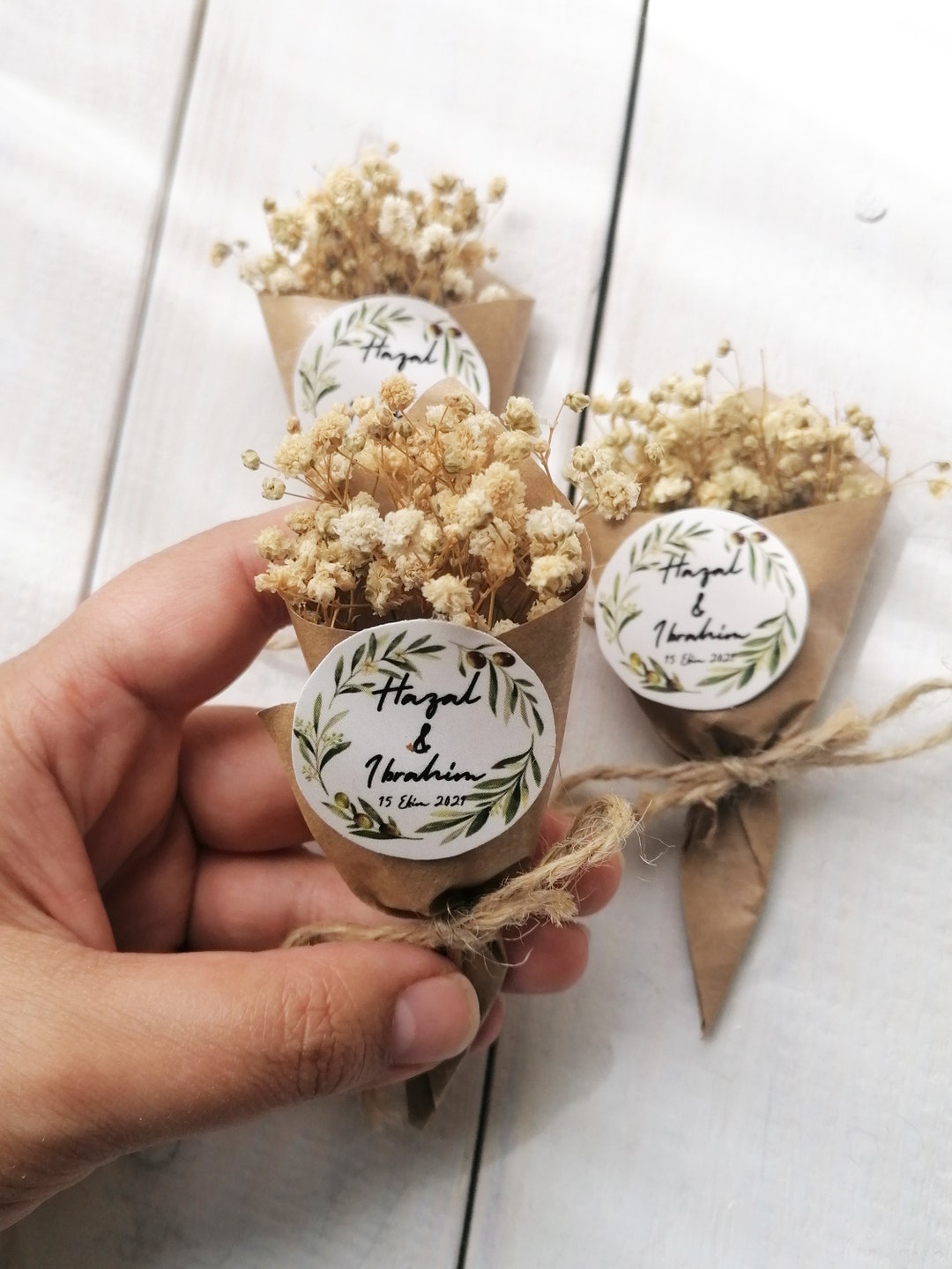40 Pcs Personalized Dried Flower Bouquet Magnet Favors, Wedding Favors ...