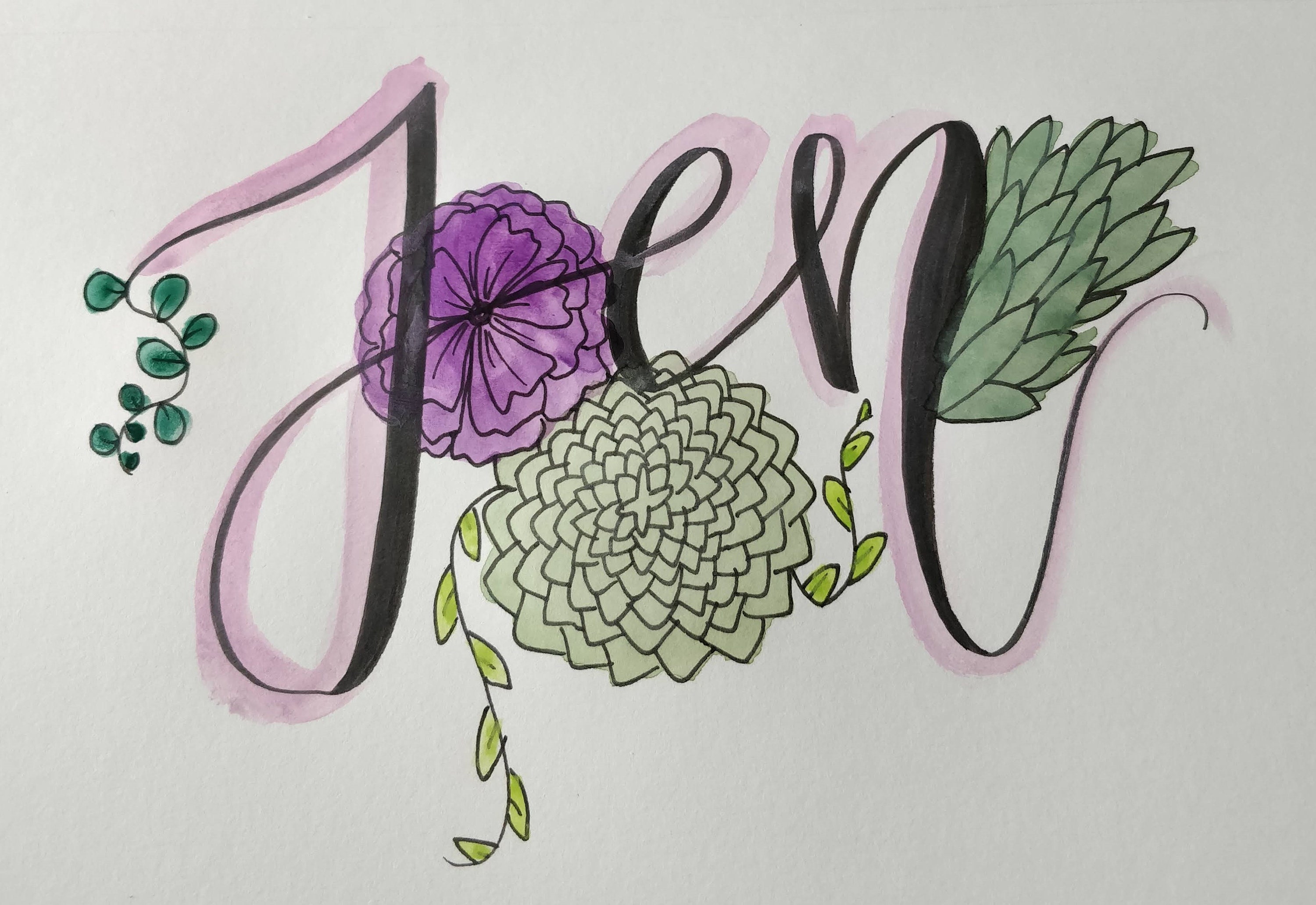 Custom Hand Lettering Name Art - Etsy