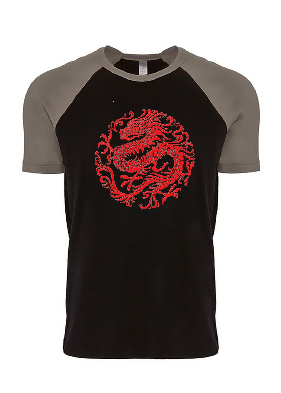 Red Dragon Seal Raglan Shirt - Tattoo Style - Etsy