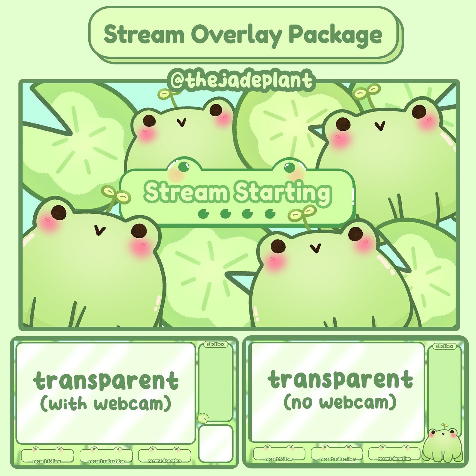 Animated Twitch Froggy Theme Overlay Pack Kawaii Frog Stream Screens ...