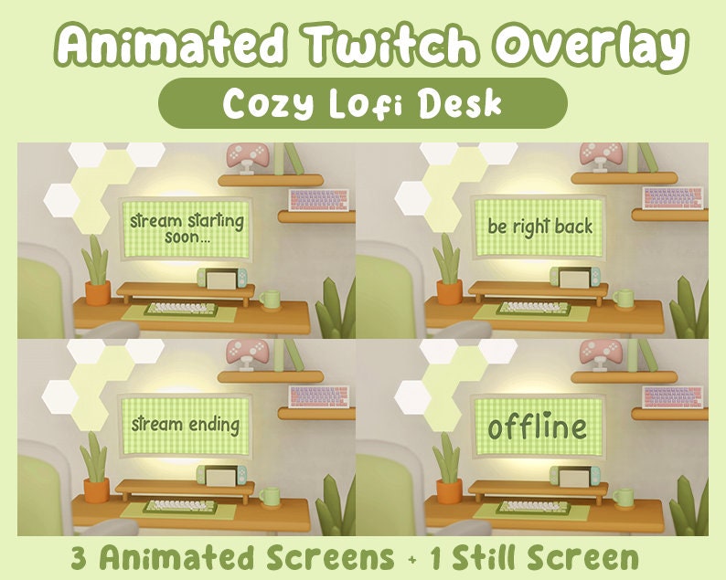 ANIMATED Lofi Cozy Screen | Stream Scenes | Cozy Desk Setup | Room ...