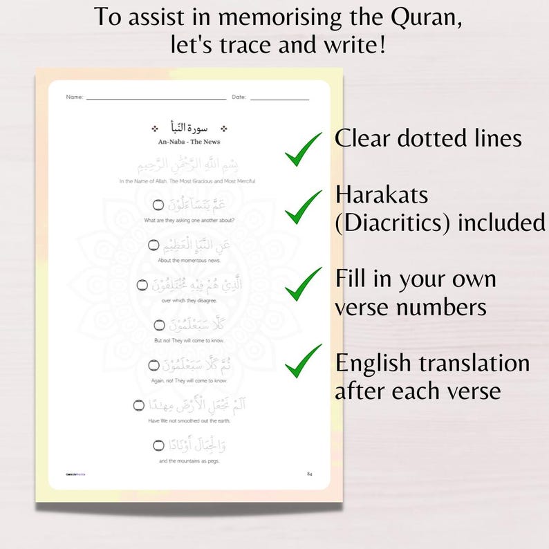 Quran Tracing English Translation Juz 30 Printable PDF Goodnotes ...