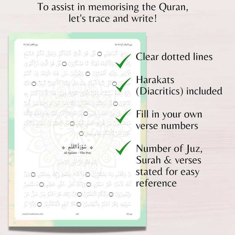 Full Quran Tracing Writing Complete All Juz 1-30 Traceable Quran ...
