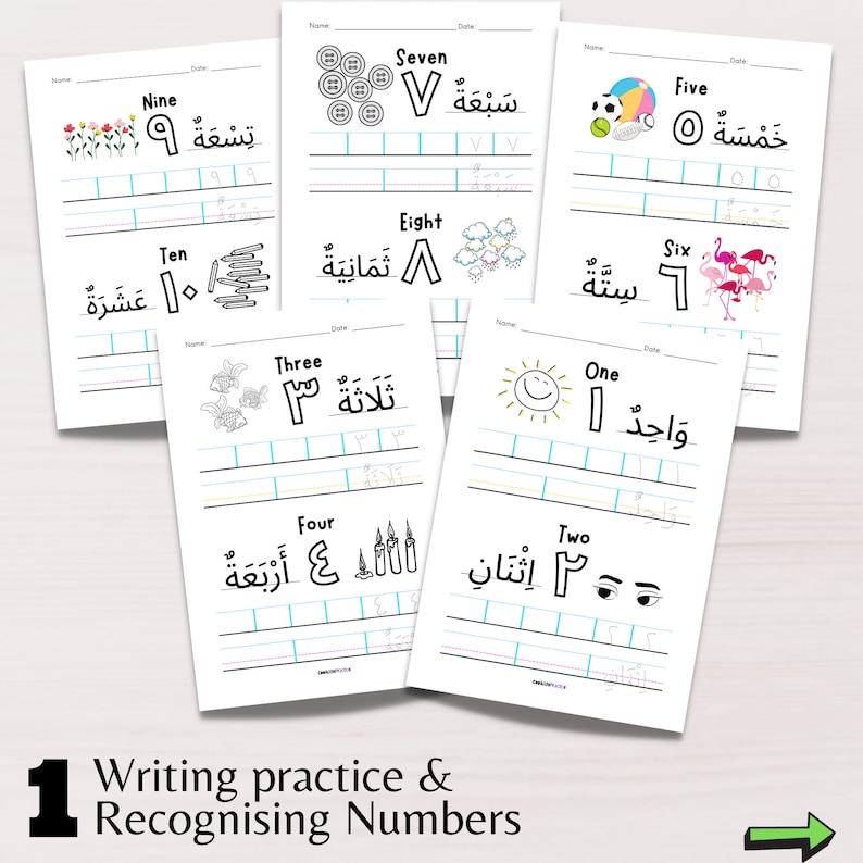 Arabic Worksheet Numbers 1-100 Printable Activity | Etsy