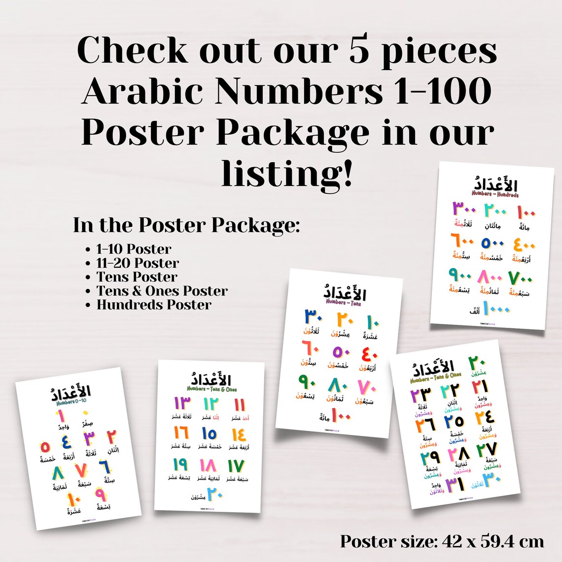 Arabic Worksheet Numbers 1-100 Printable Activity - Etsy