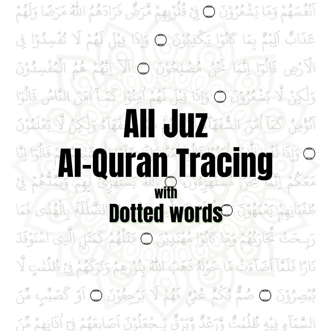 Full Quran Tracing Writing Complete All Juz 1-30 Traceable Quran ...