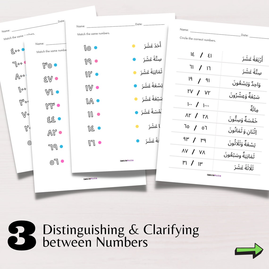 Arabic Worksheet Numbers 1-100 Printable Activity | Etsy