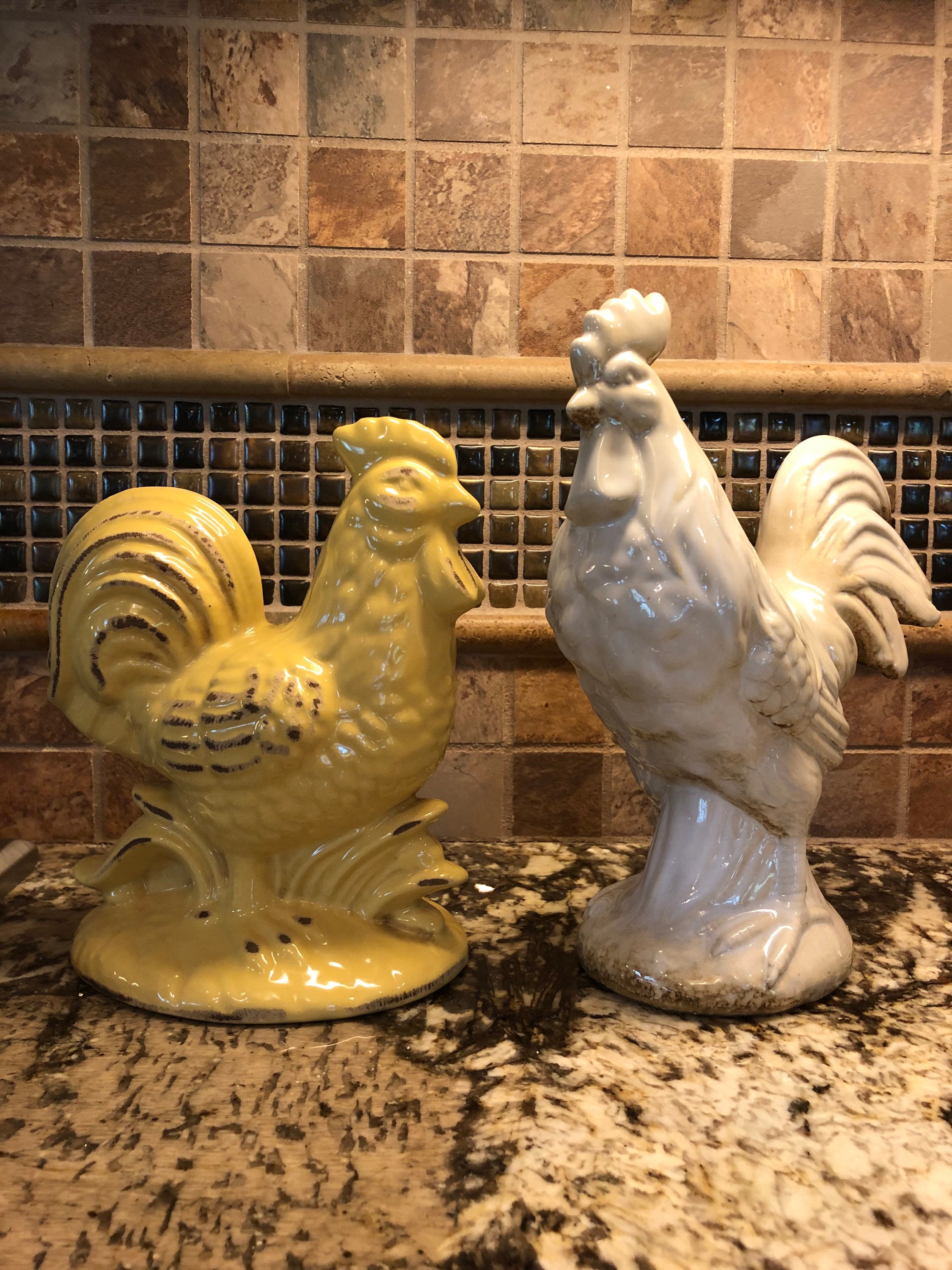 Rustic Roosters Yellow With Brown Accents or Cream With Brown - Etsy