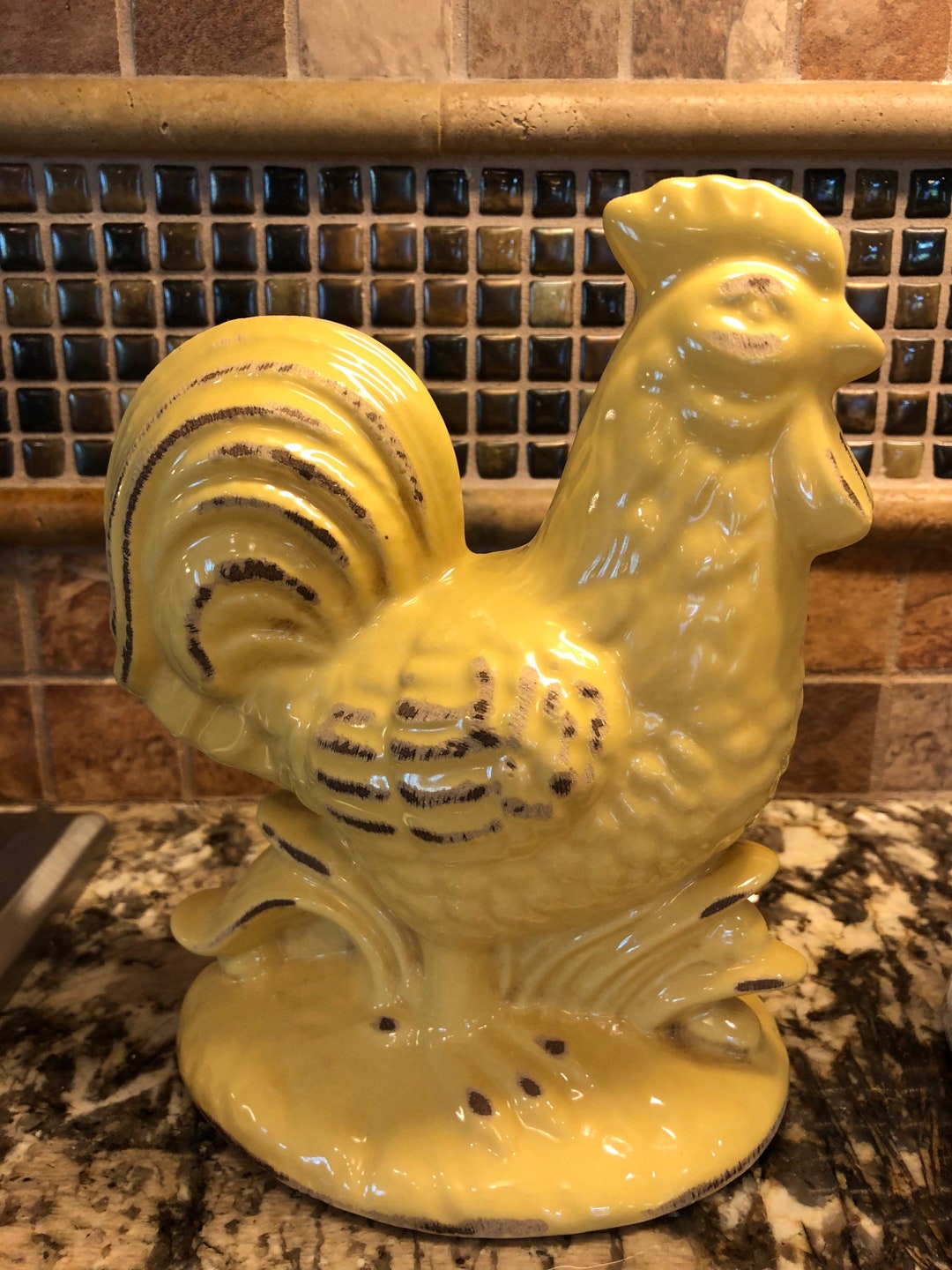Rustic Roosters Yellow With Brown Accents or Cream With Brown - Etsy