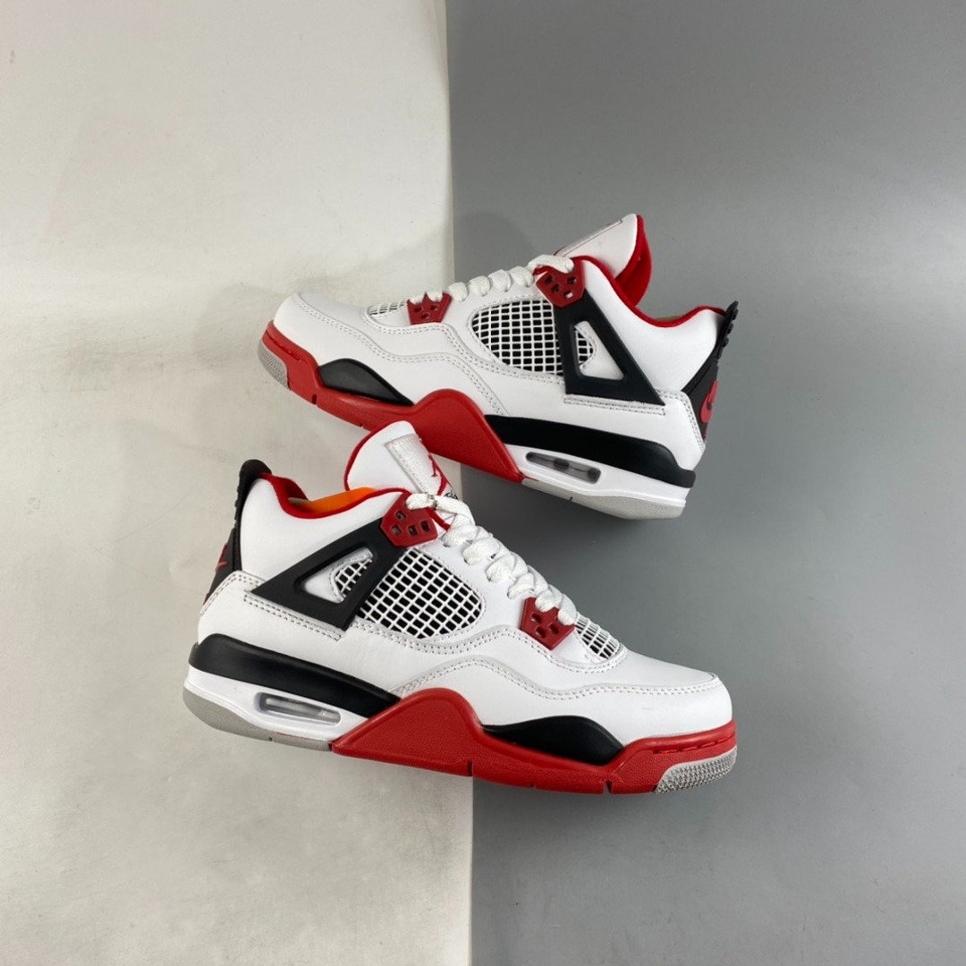 Jordan 4 fire Red White/fire Red-black-tech Grey for Sale - Etsy