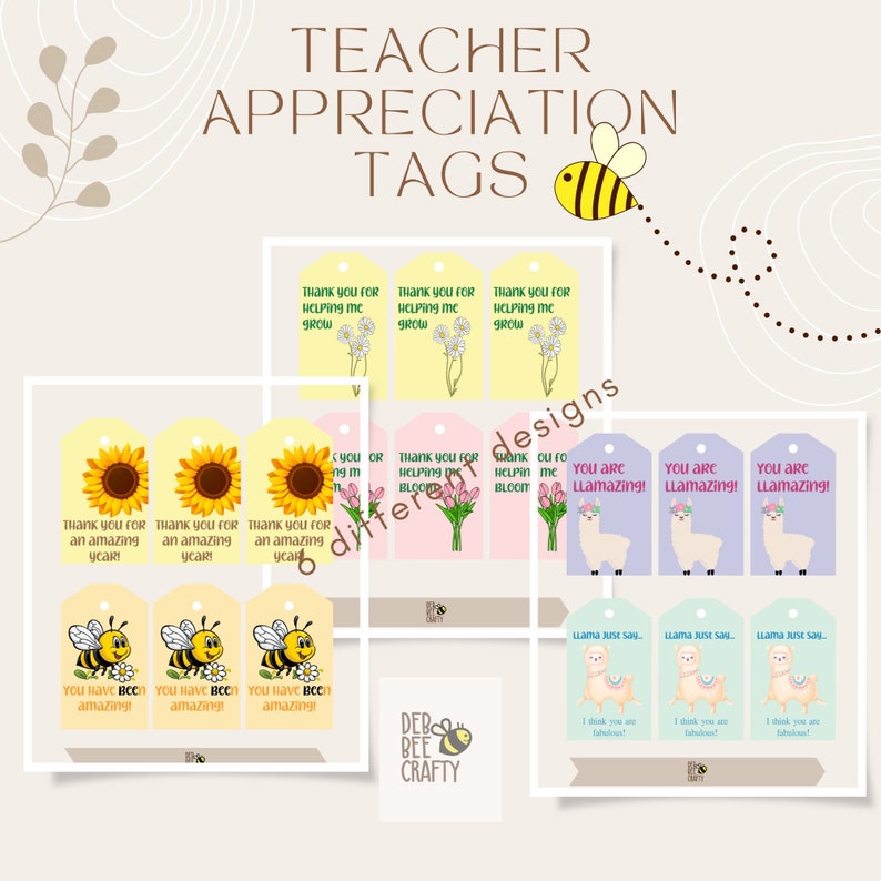 Teacher Appreciation Gift Tags Printable / Printable Gift Tags for ...
