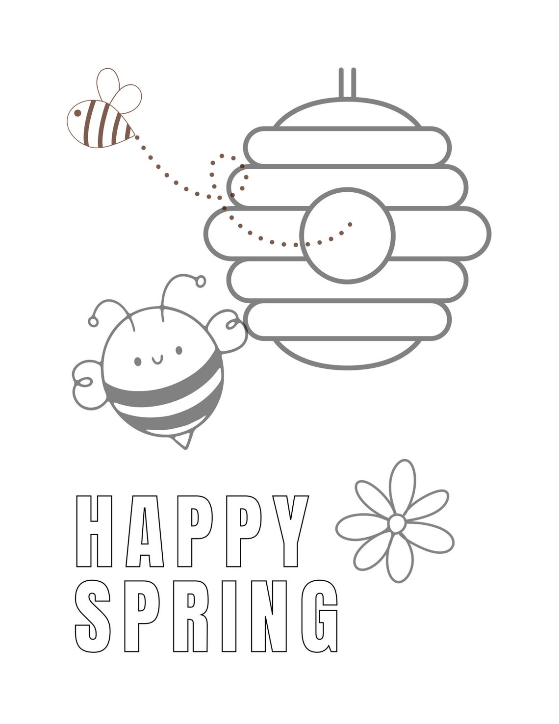 Happy Spring Coloring Pages Set // Coloring Pages for Kids, Spring ...