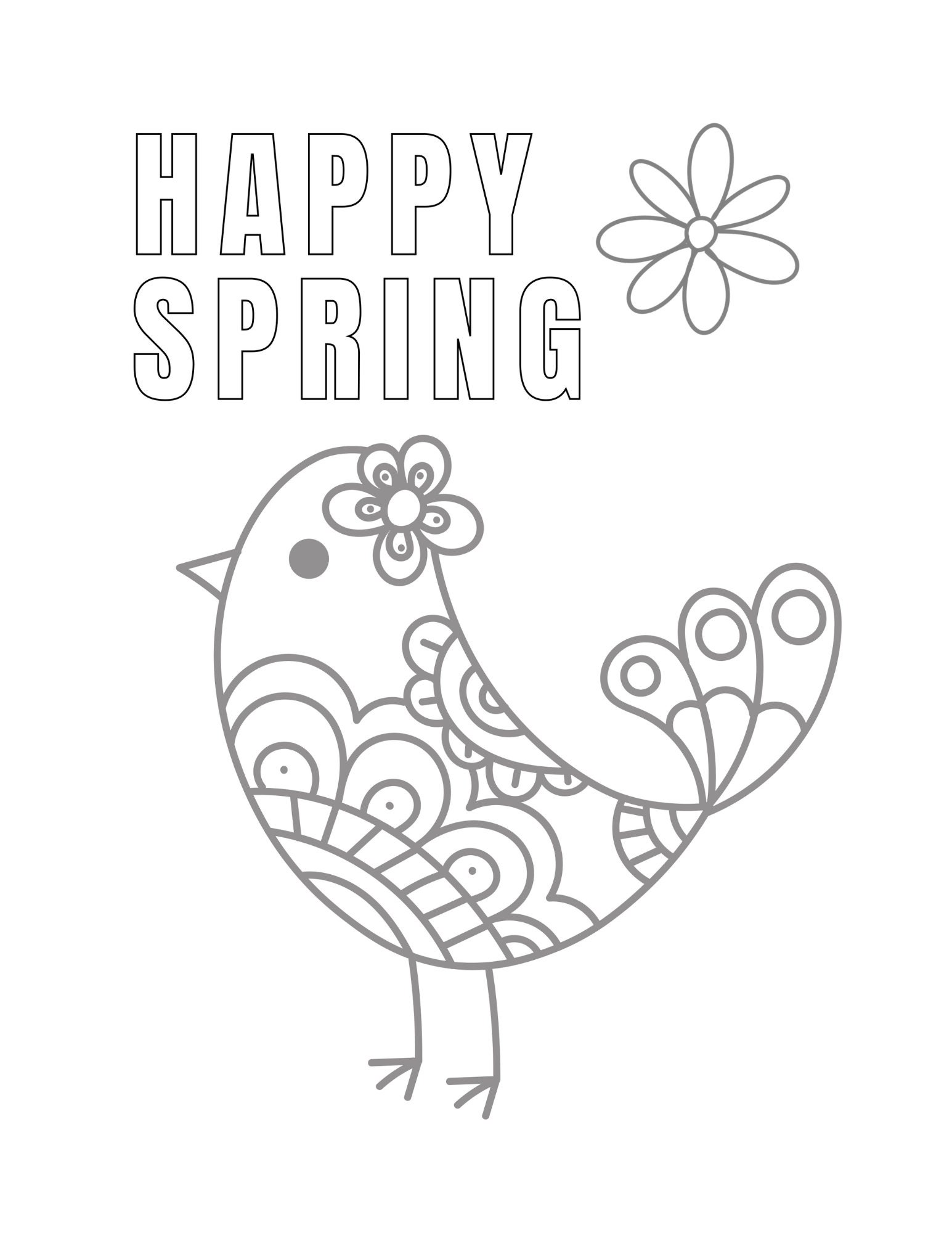 Happy Spring Coloring Pages Set // Coloring Pages for Kids, Spring ...