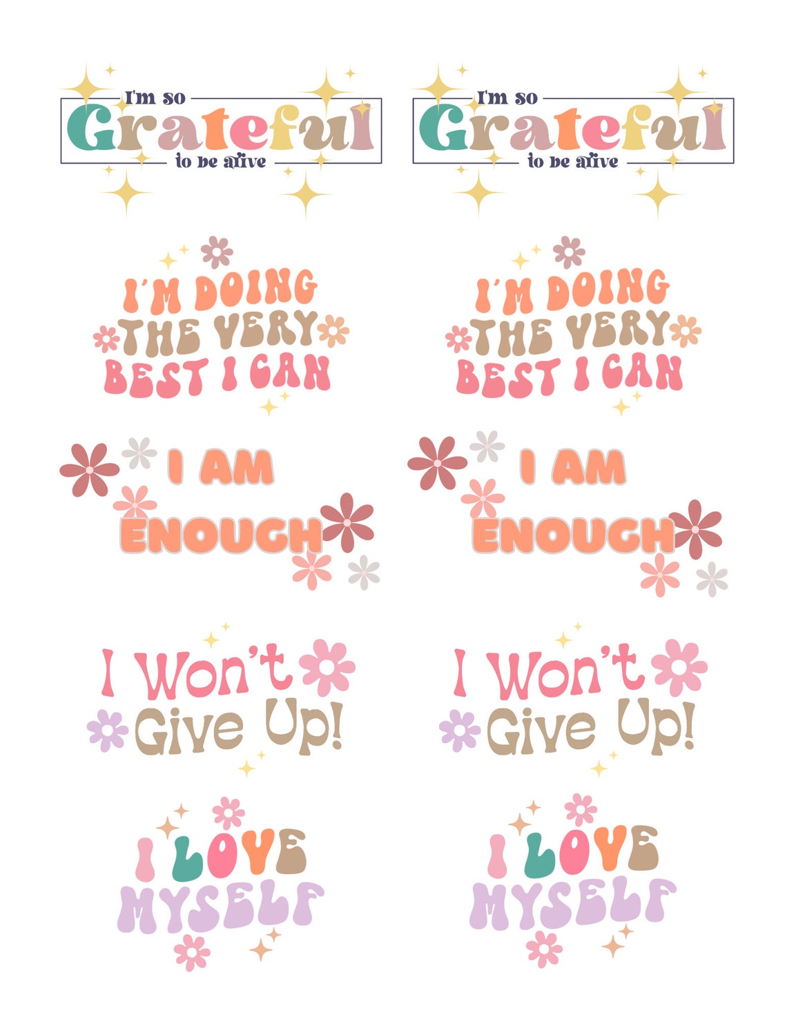 Positive Affirmation Cards Print and Cut Set, Printable Affirmations ...