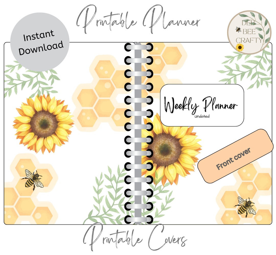 Bee and Sunflower Undated Printable Planner / Full Planner / 2 Page ...