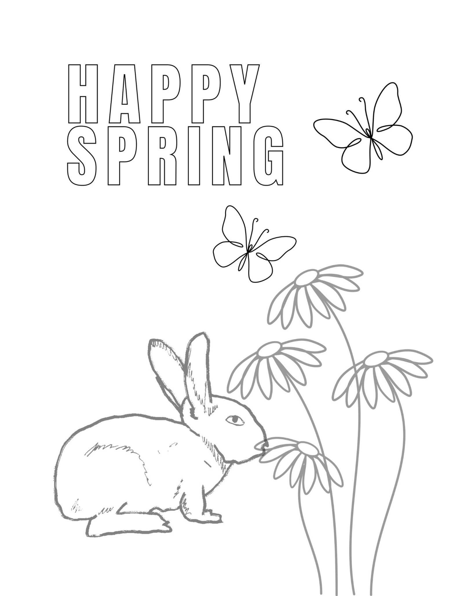 Happy Spring Coloring Pages Set // Coloring Pages for Kids, Spring ...