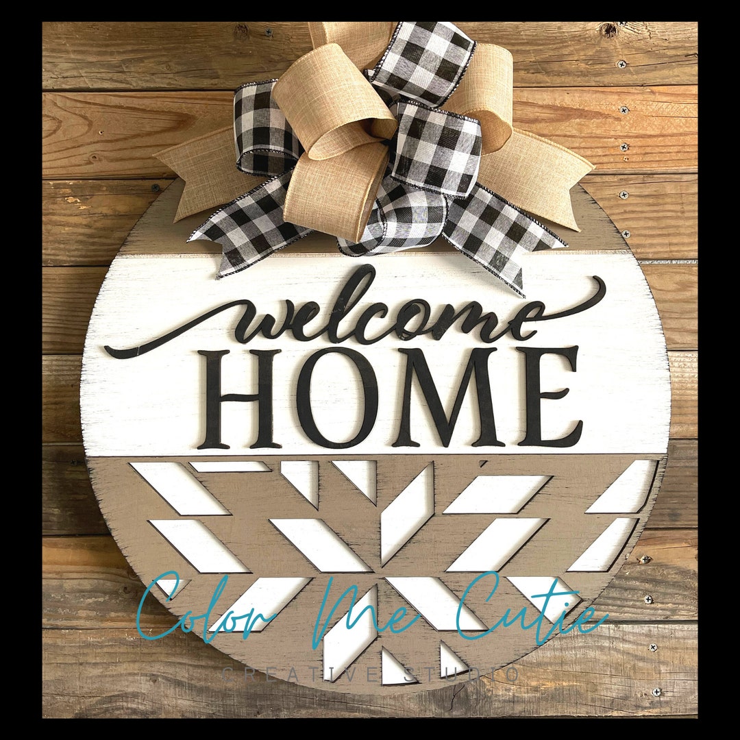 Welcome Home Quilt Pattern Doorhanger/quilt Pattern Wood Sign/welcome ...