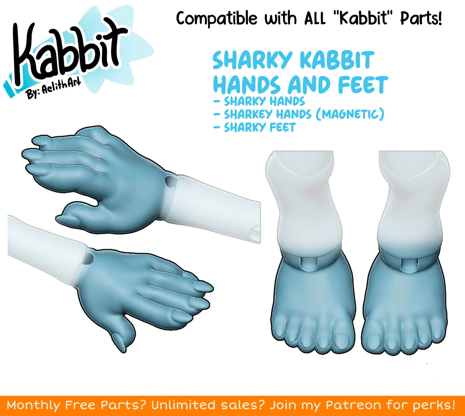 Kabbit Addon Feet STL File: 3D Printed BJD (26-28cm) - Etsy