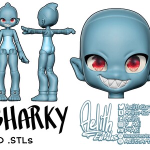 Sharky Kabbit BJD Base: 3D Printed Doll .STL (digital Download) - Etsy