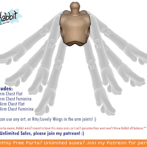 DIGITAL .STL Additional 8 and 10 Arm Chests for Kabbit 26-28cm 3D ...