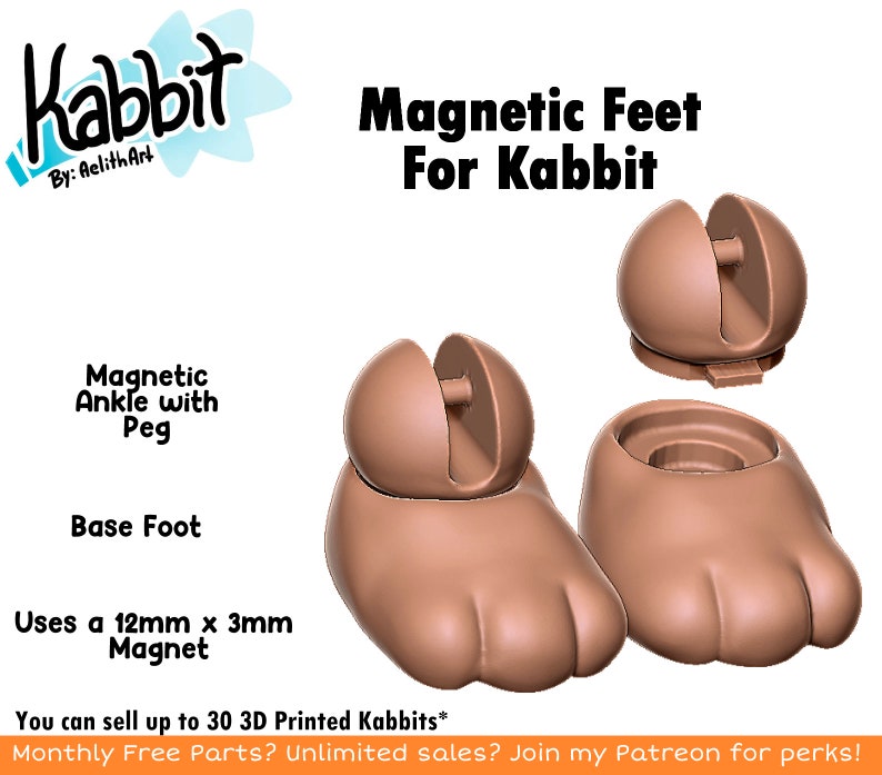 Kabbit Magnetic Feet .STL: 3D Printed BJD Base (digital Download) - Etsy