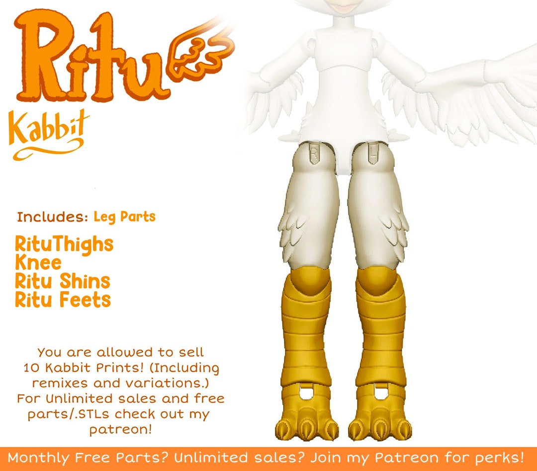 Kabbit Ritu Leg Parts: 28cm BJD Doll Base .STL (digital Download) - Etsy