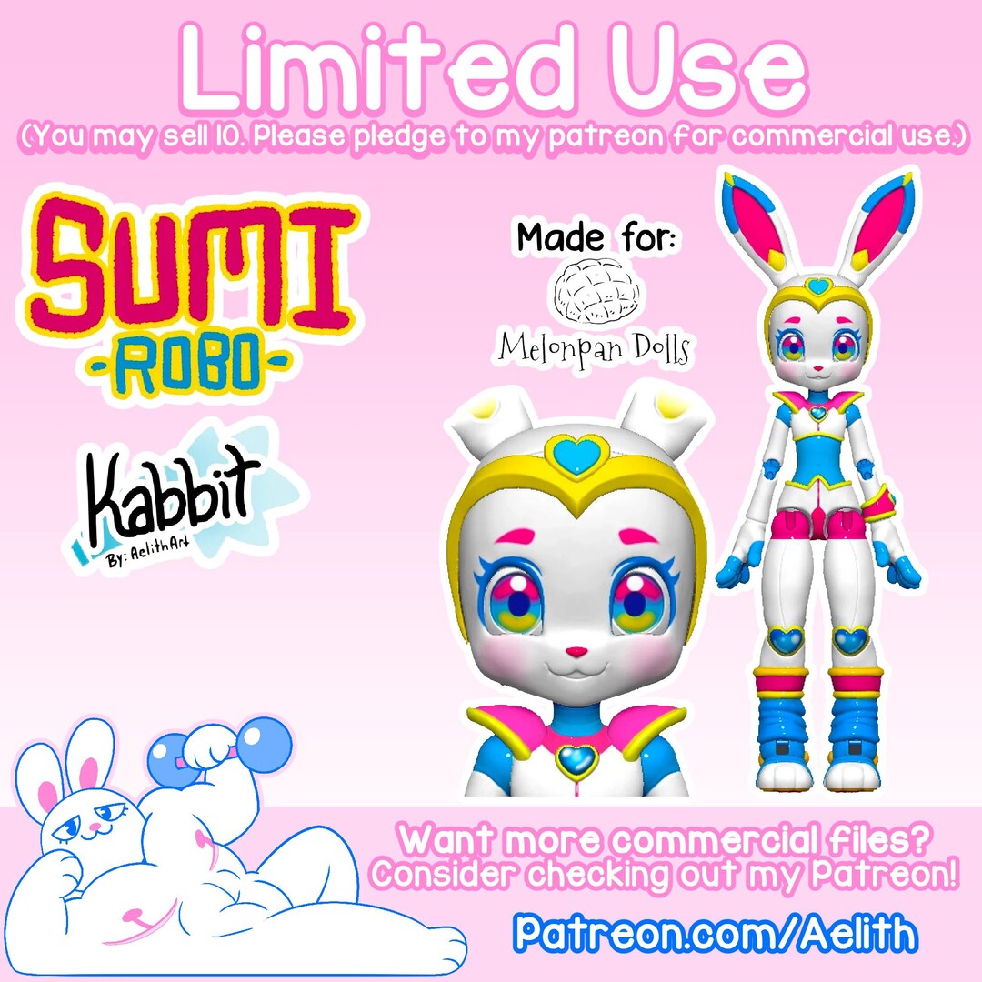 Sumi Robo Kabbit BJD: 3D Printed Doll Base (.STL Digital File) - Etsy