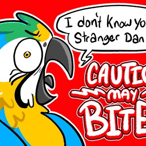 Digital Print Files | Sassy Parrot Macaw African Grey Warning I Bite ...
