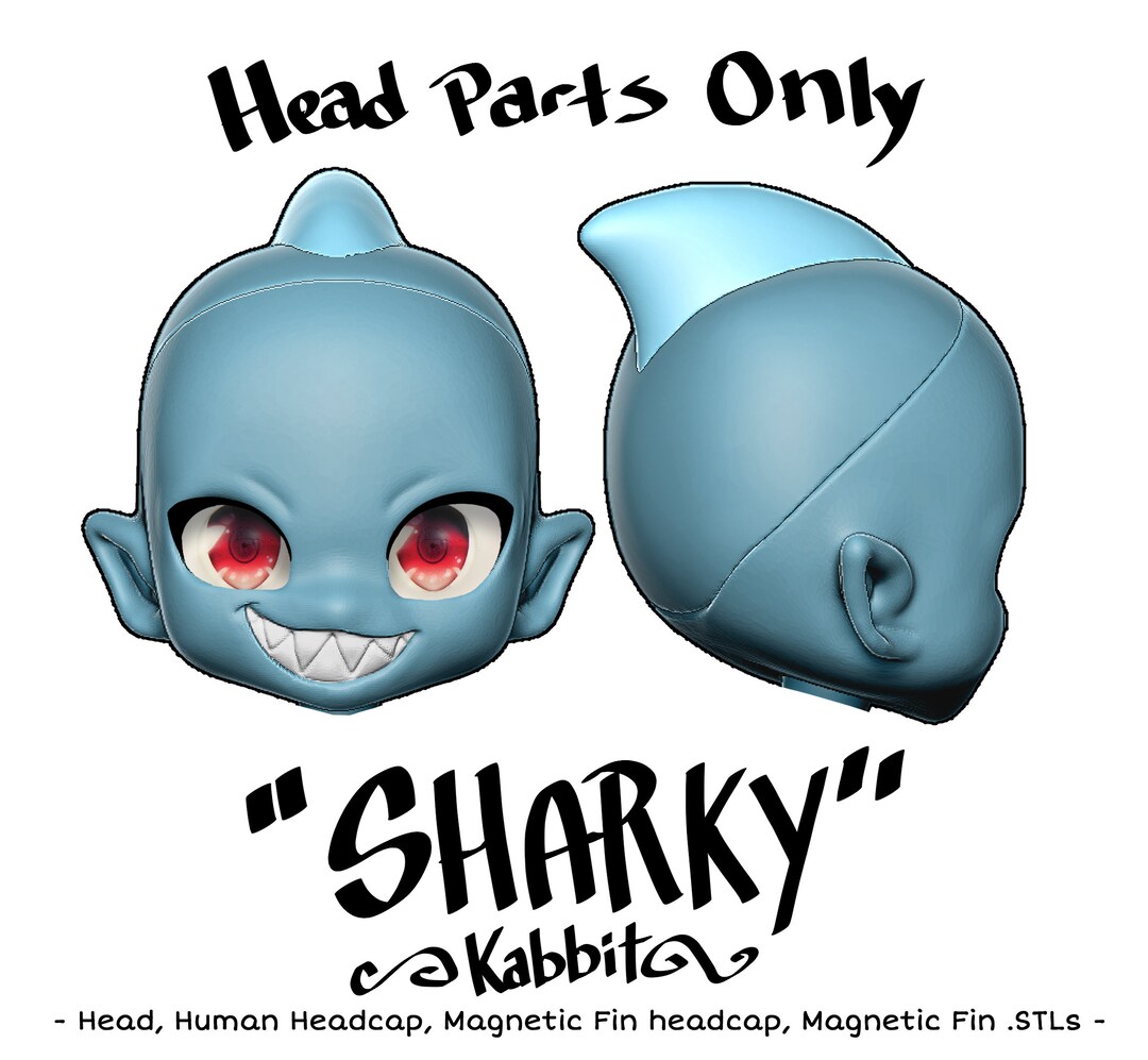 DIGITAL .STL - Additional "sharky" Head for Kabbit - 26-28cm - 3D ...