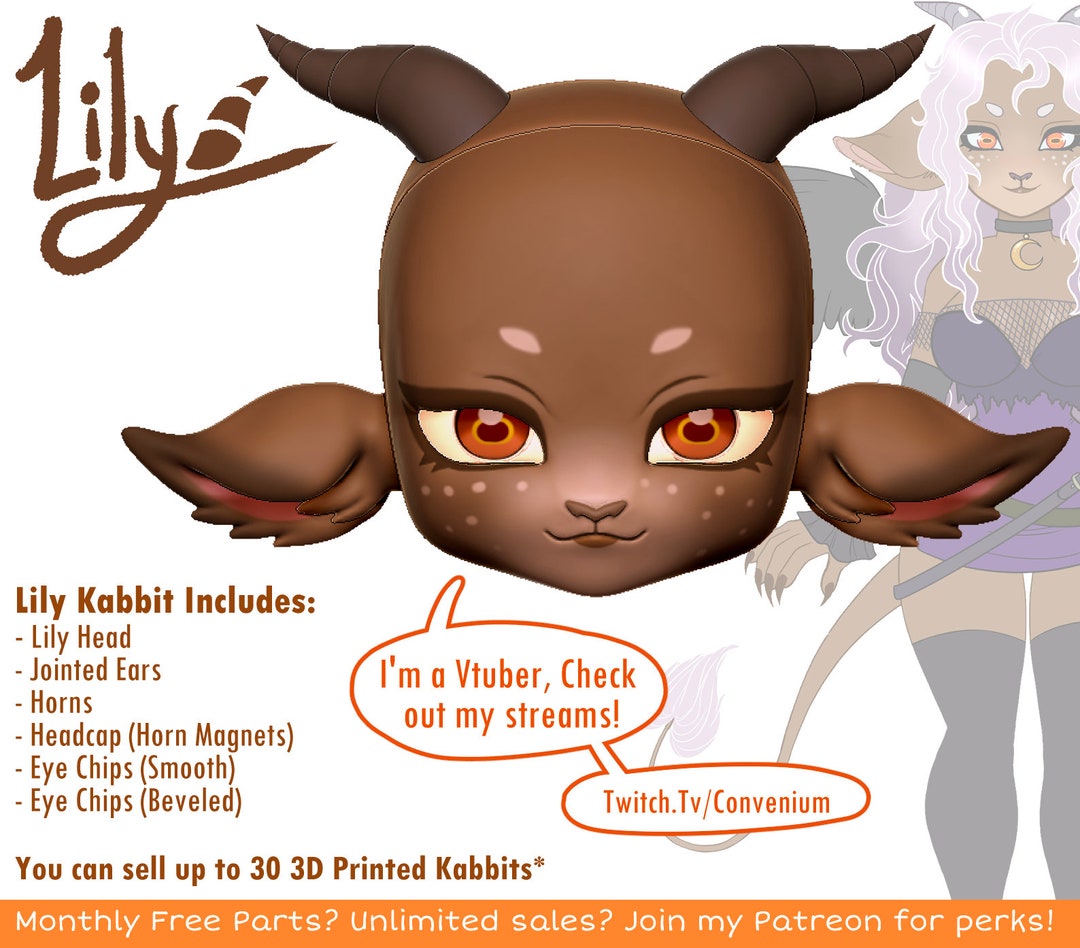 DIGITAL .STL - Lily Goat Head for Kabbit - 26-28cm - 3D Printed Ball ...