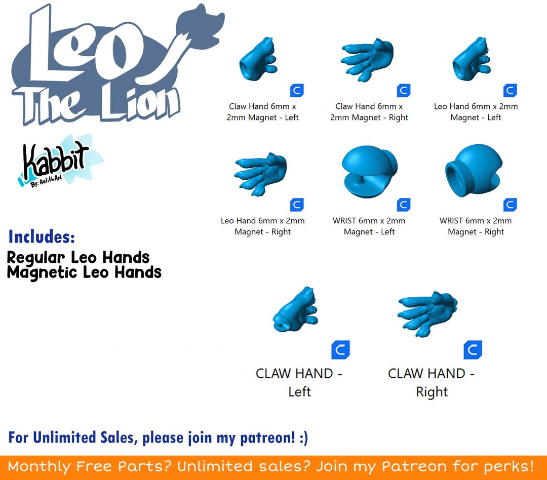 DIGITAL Leo Kabbit Static/magnetic Hand Pack-28cm - 3D Printed Ball ...