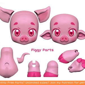 DIGITAL .STL - Additional Piggy Parts for Kabbit - 26-28cm - 3D Printed ...