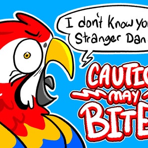 Digital Print Files | Sassy Parrot Macaw African Grey Warning I Bite ...