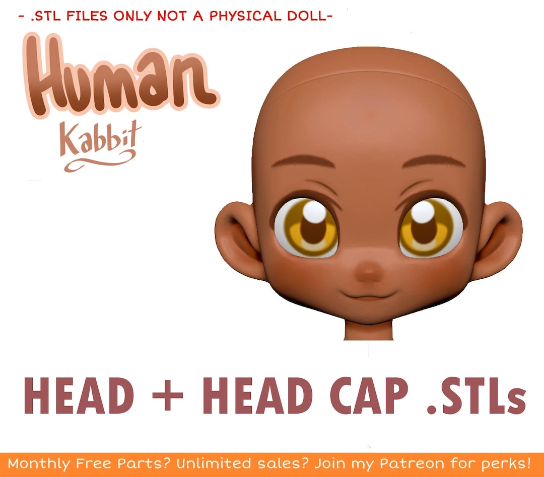 DIGITAL .STL - Additional "human" Head for Kabbit - 26-28cm - 3D ...