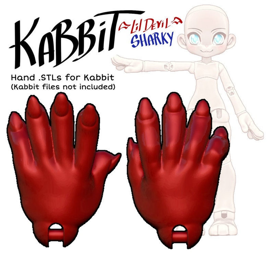 DIGITAL .STL - Additional Clawed Devil/sharky Hands for Kabbit - 26 ...