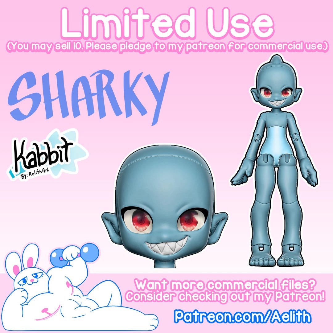 Updated 12-19-2023 - DIGITAL .STL - "sharky Kabbit" 26-28cm - 3D ...